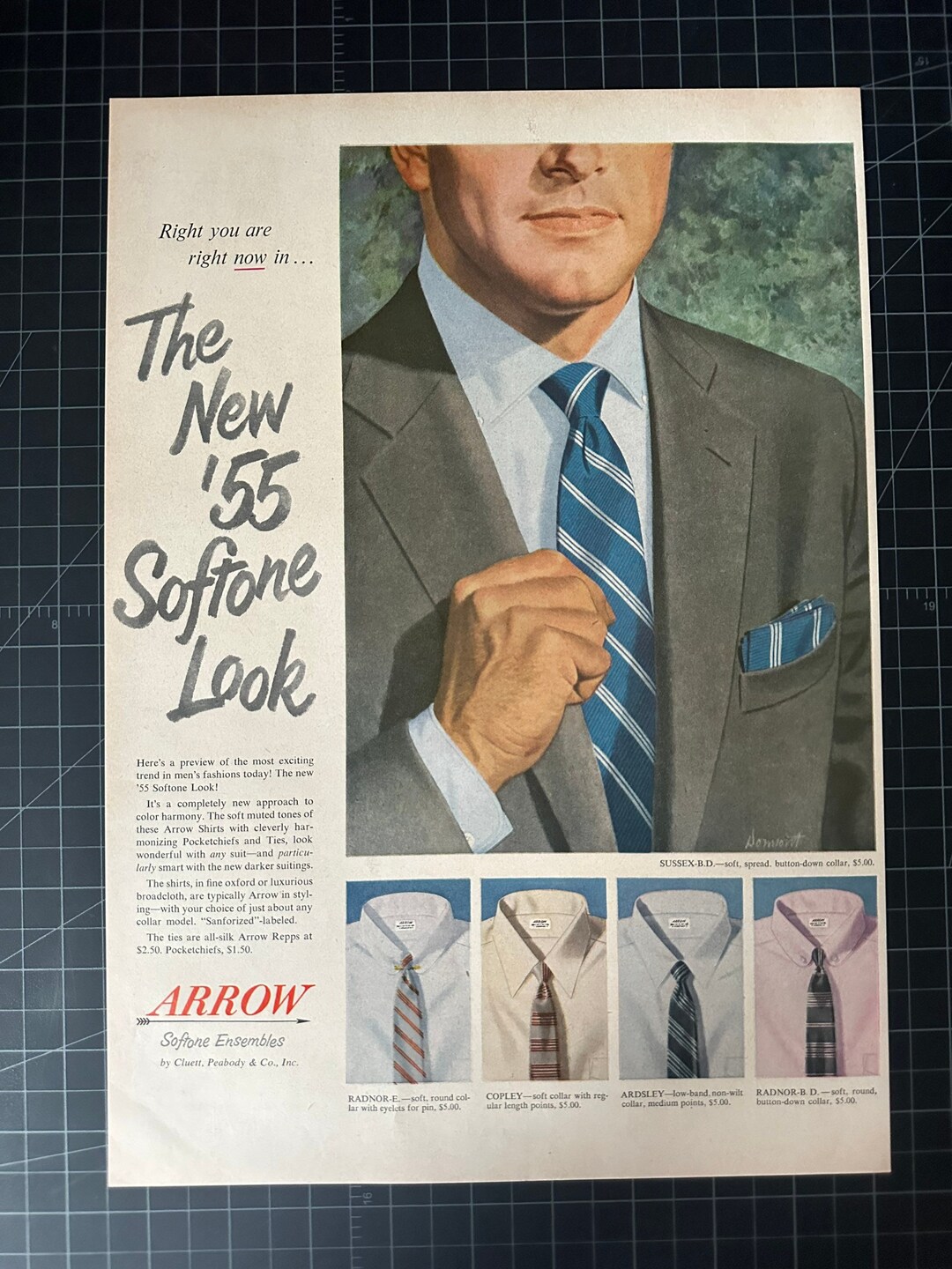 Vintage 1955 Arrow Ties Original Print Ad - Etsy