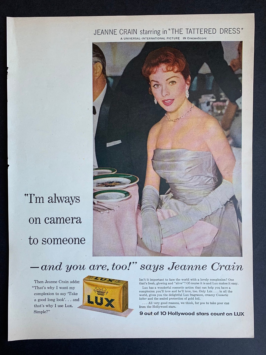 1957 Jeanne Crain Lux Soap Magazine Ad • Vintage Beauty Advertisement ...