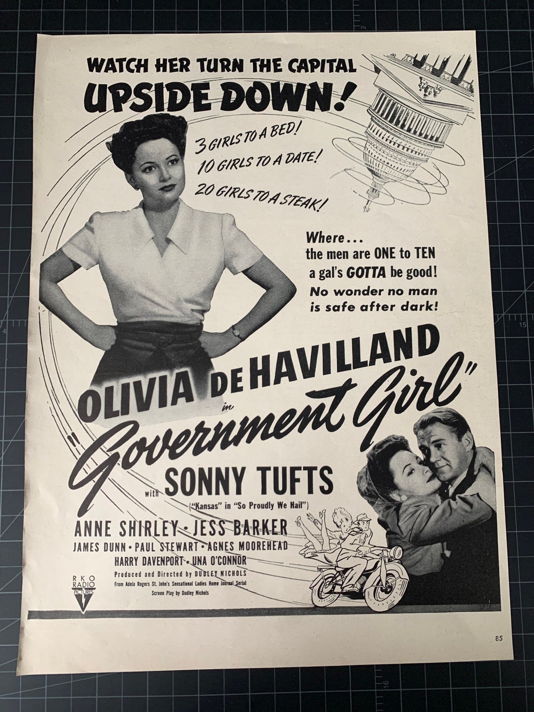 Vintage 1940s “government Girl” Film Print Ad - Olivia De Havilland - Etsy
