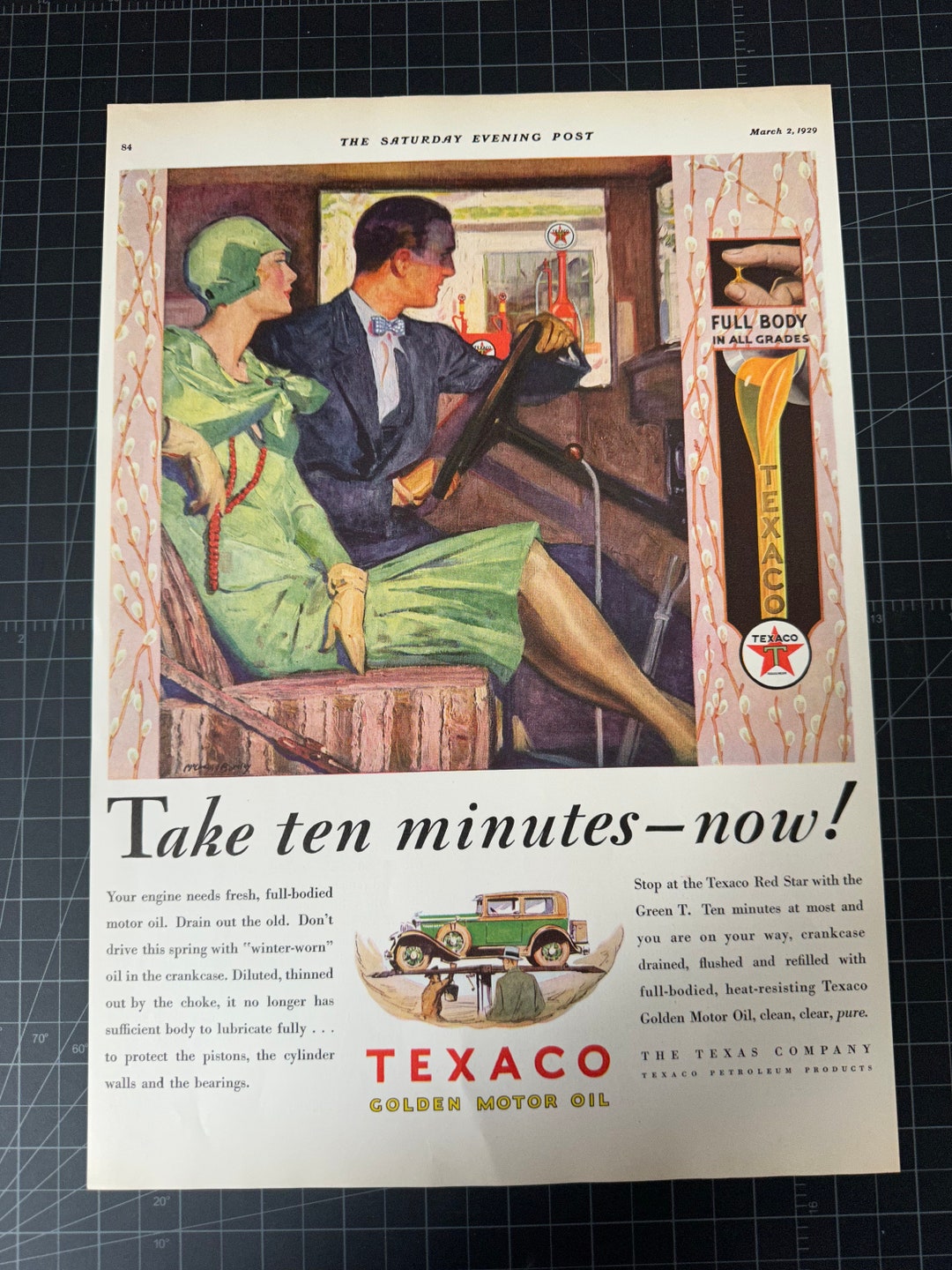 Vintage 1929 Texaco Oil Print Advertisement - Etsy
