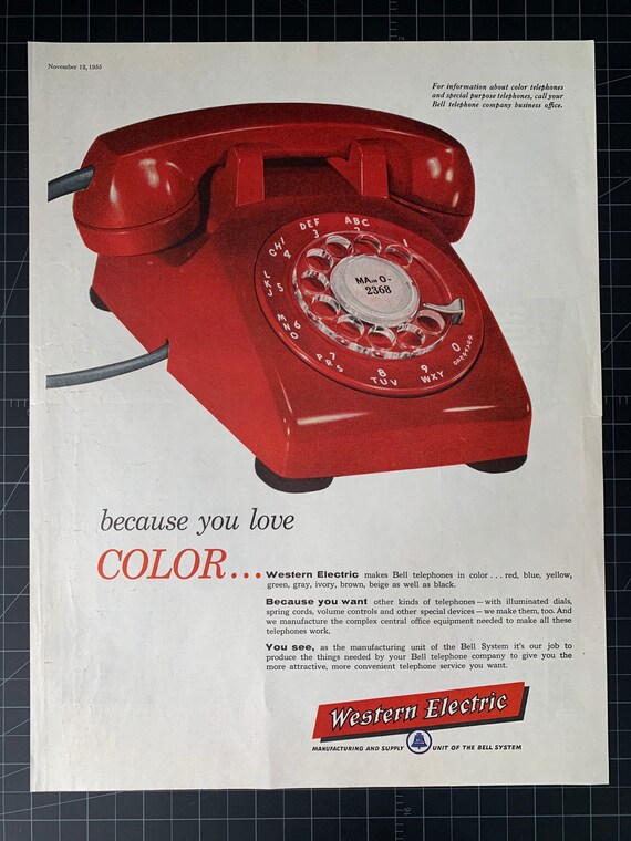Vintage 1955 Western Electric Bell Telephone System Print Ad - Etsy