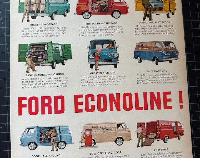 Vintage 1960s Ford Econoline Van Print Ad - Etsy