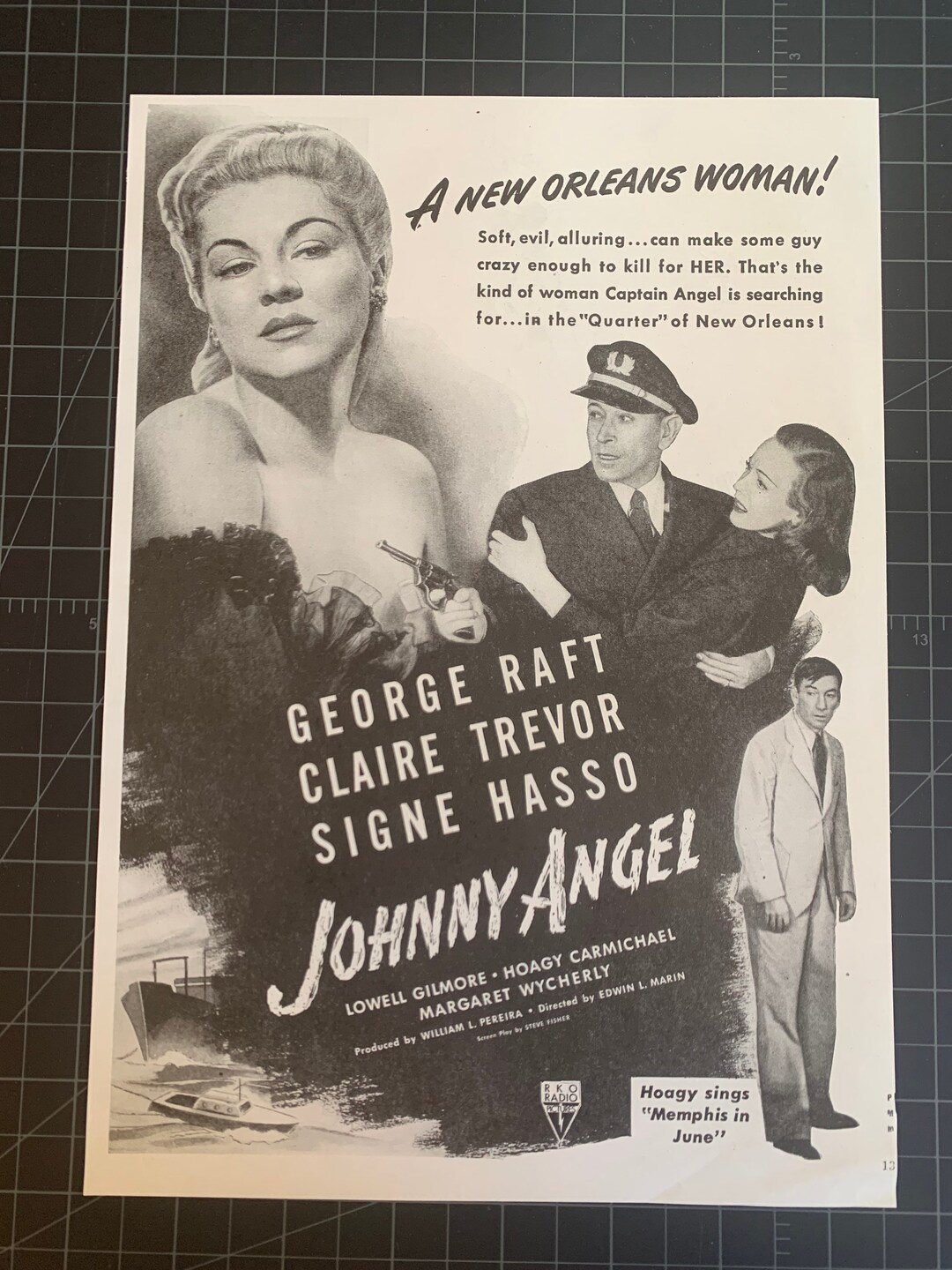Vintage 1940s “johnny Angel” Film Print Ad - George Raft - Claire ...