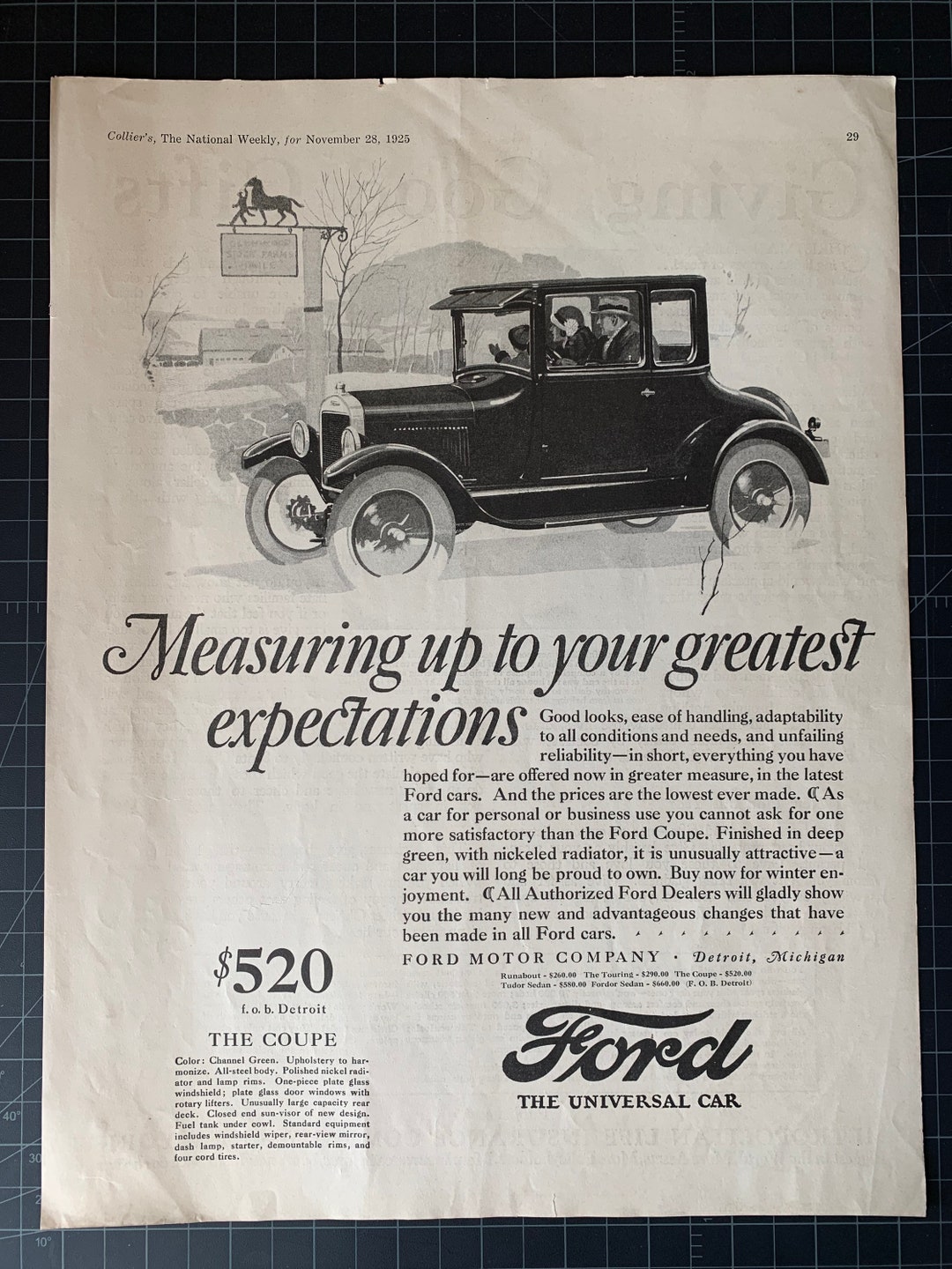 Vintage 1925 Ford Coupe Print Advertisement - Etsy