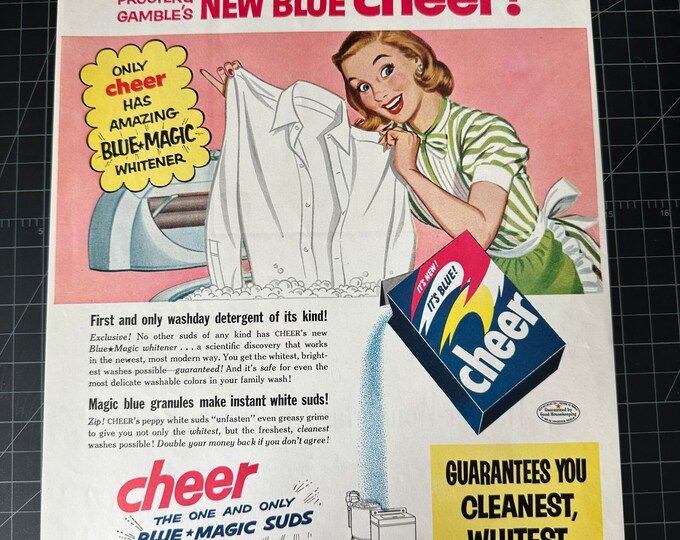 Vintage 1950s Cheer Detergent Print Advertisement - Etsy