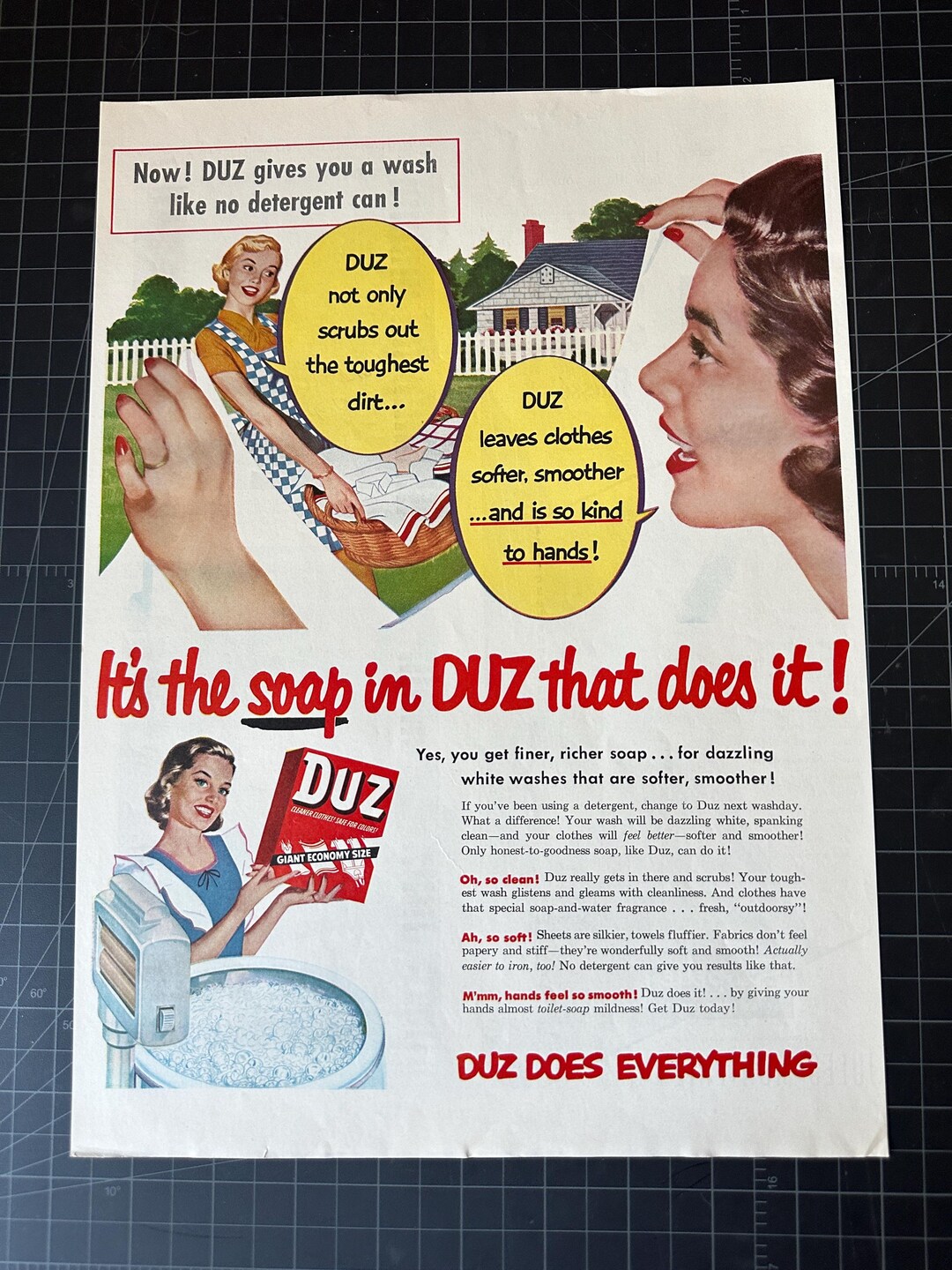 Vintage 1951 Duz Detergent Print Ad - Etsy