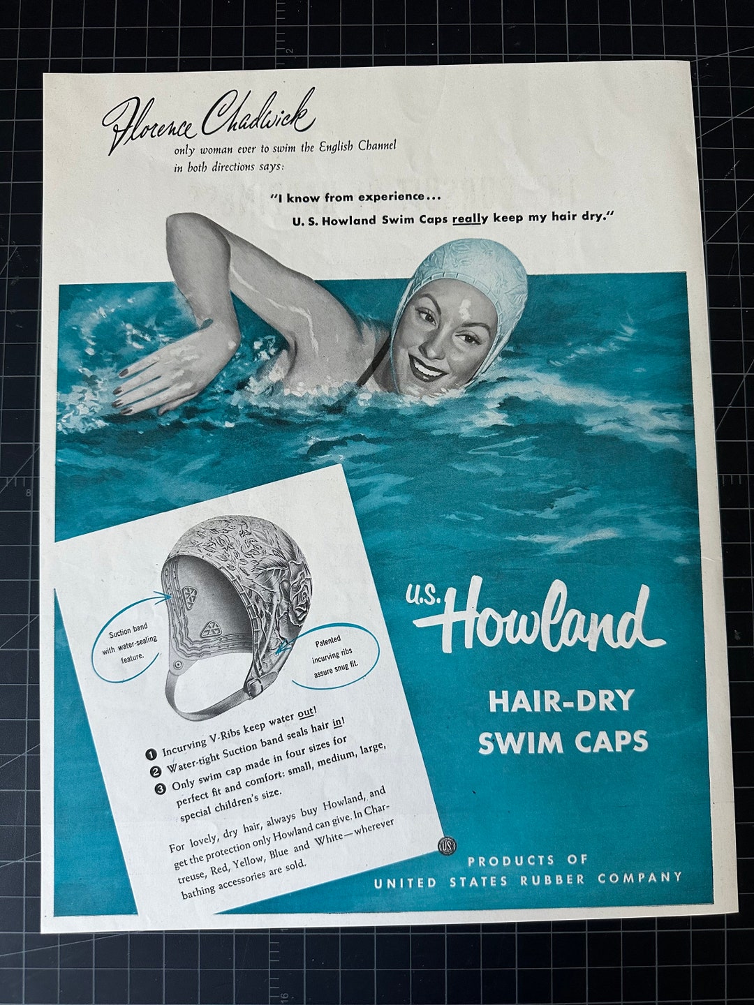 Vintage 1950s Howland Swimming Caps Print Ad - Etsy