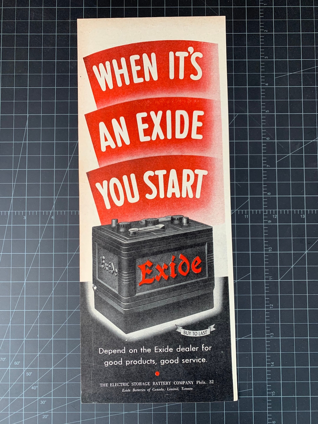 Vintage 1946 Exide Car Battery Print Advertisement - Etsy