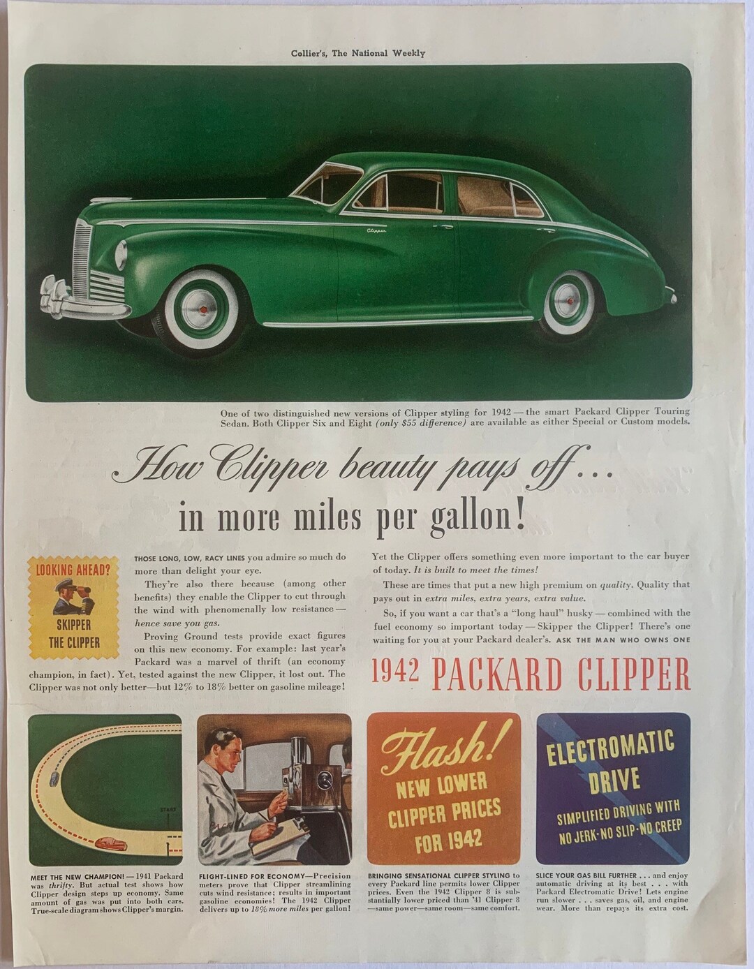 Vintage 1942 Packard Clipper Automobile Advertisement - Etsy