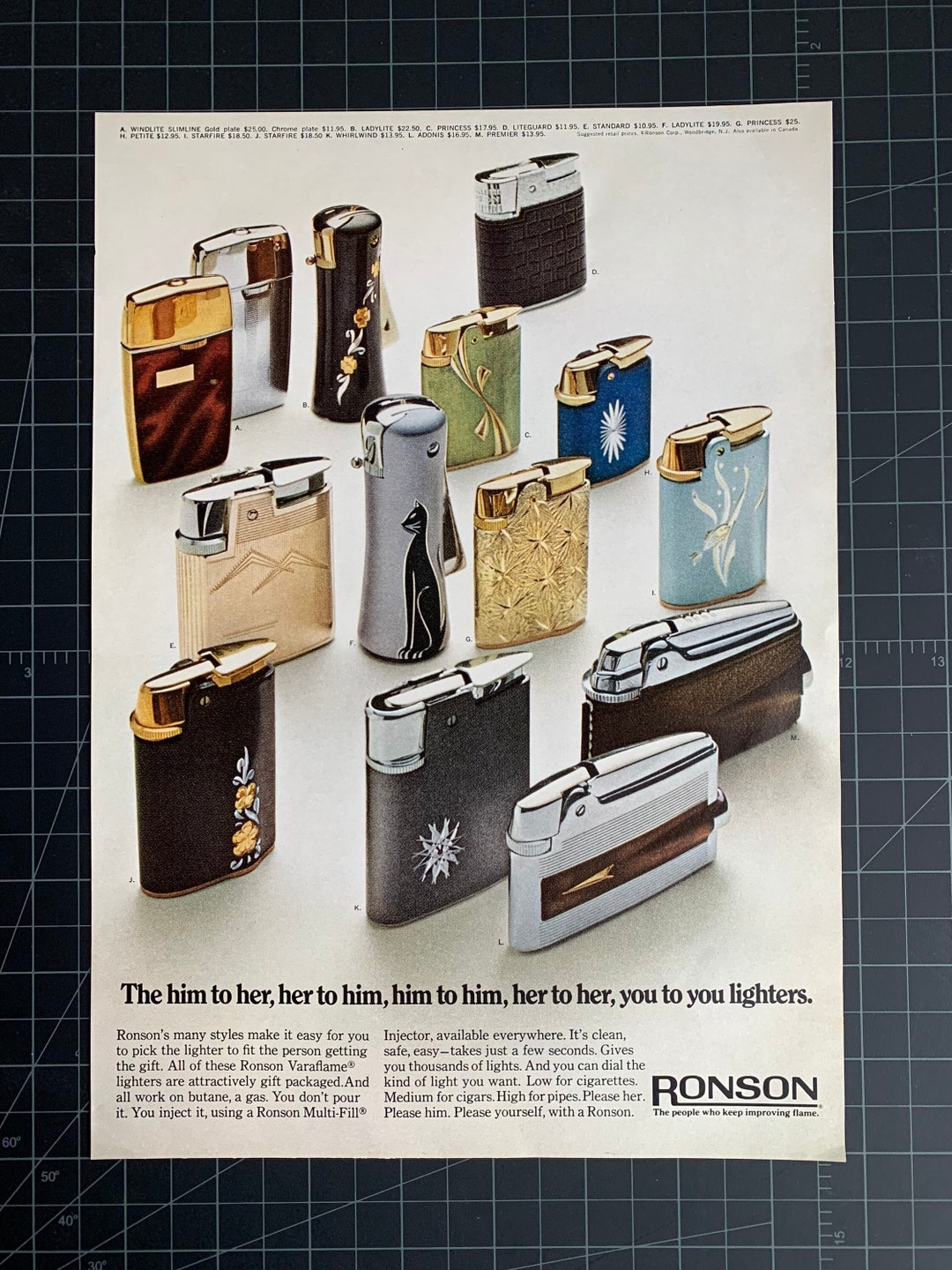 Vintage 1970s Ronson Lighters Print Advertisement - Etsy