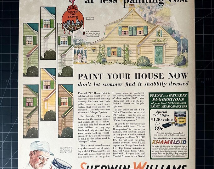 Vintage 1930s Sherwin-williams Paint Print Ad - Etsy