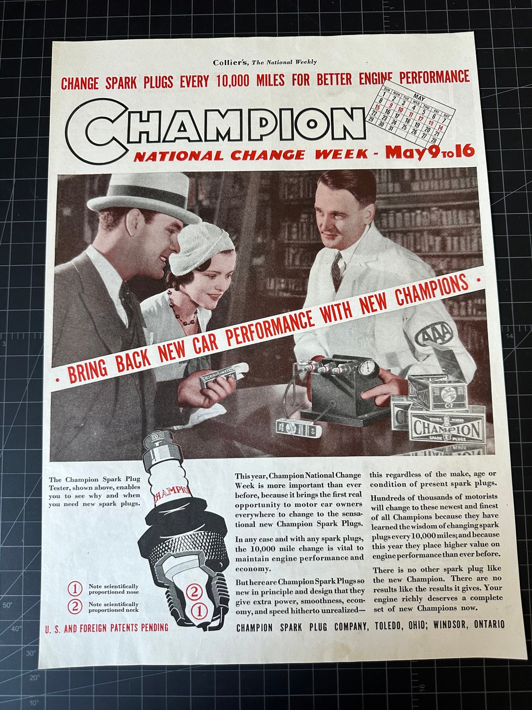 Vintage 1932 Champion Spark Plugs Original Advertisement - Etsy