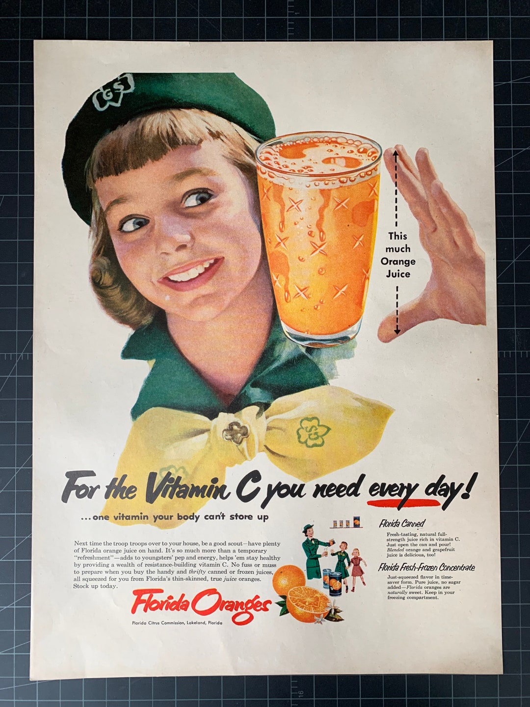 Vintage 1953 Florida Orange Juice Print Advertisement - Etsy