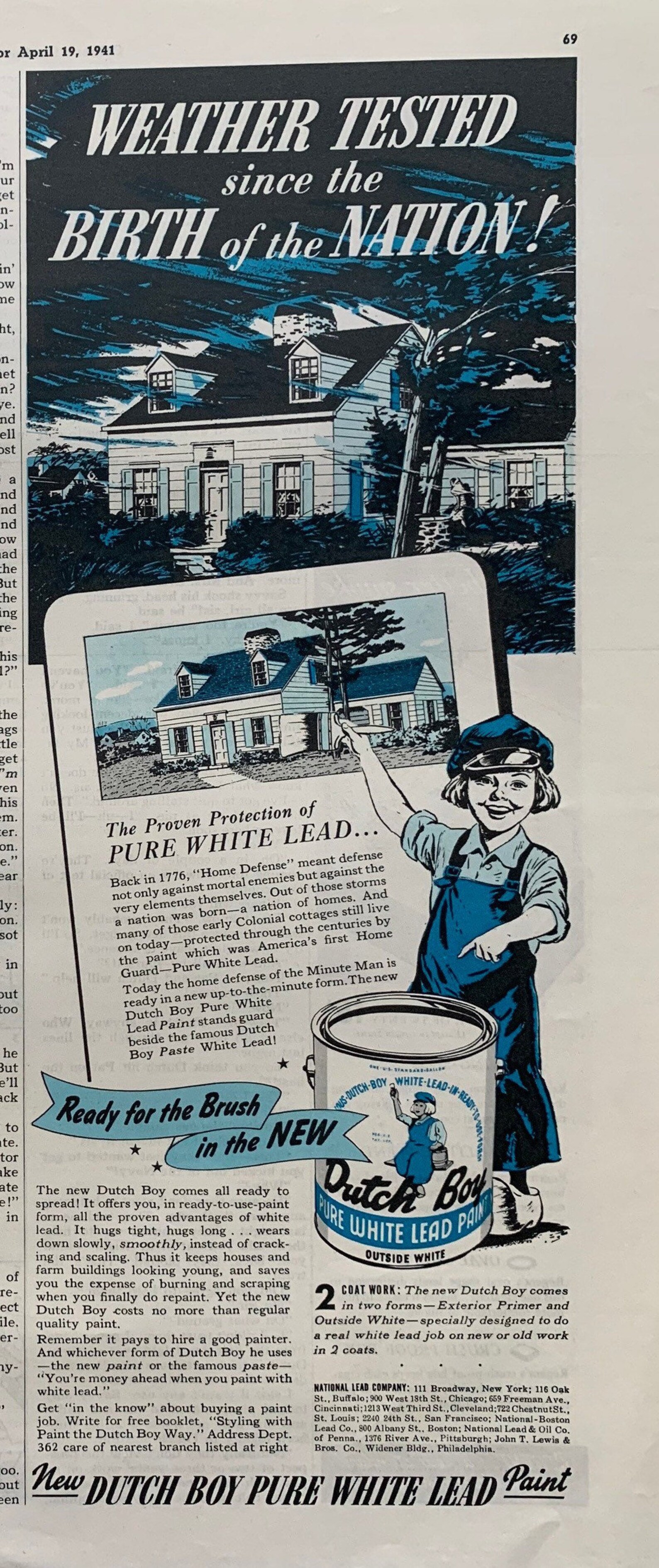 Vintage 1941 Dutch Boy Lead Paint Ad WW2 Era | Etsy
