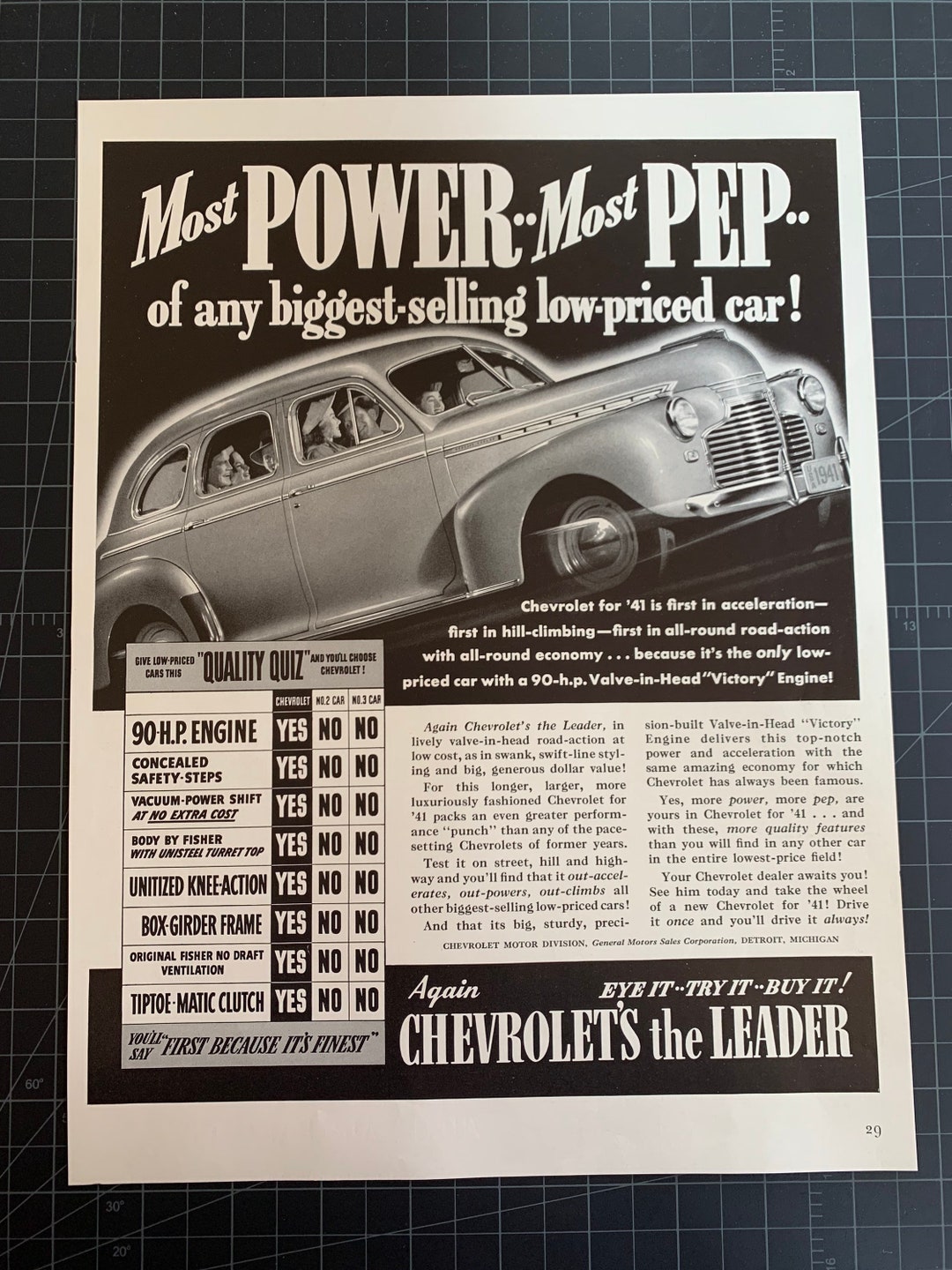 Vintage 1941 Chevrolet Original Print Ad - Etsy