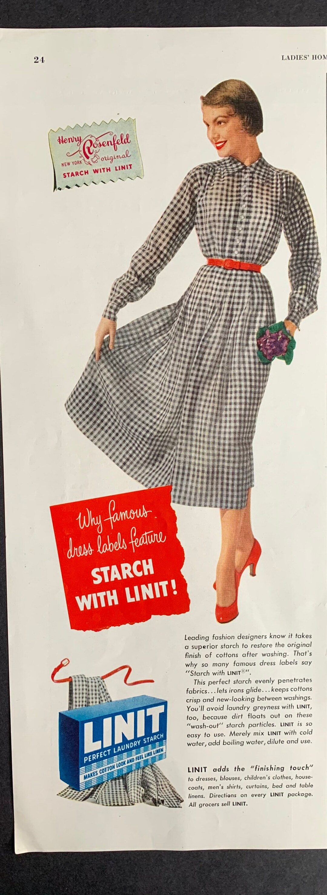 Vintage 1940s Linit Laundry Starch Print Ad - Etsy