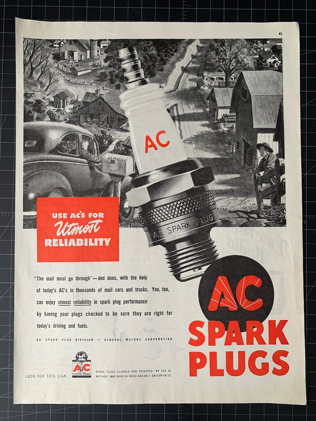 Vintage 1947 AC Spark Plugs Original Print Ad - Etsy