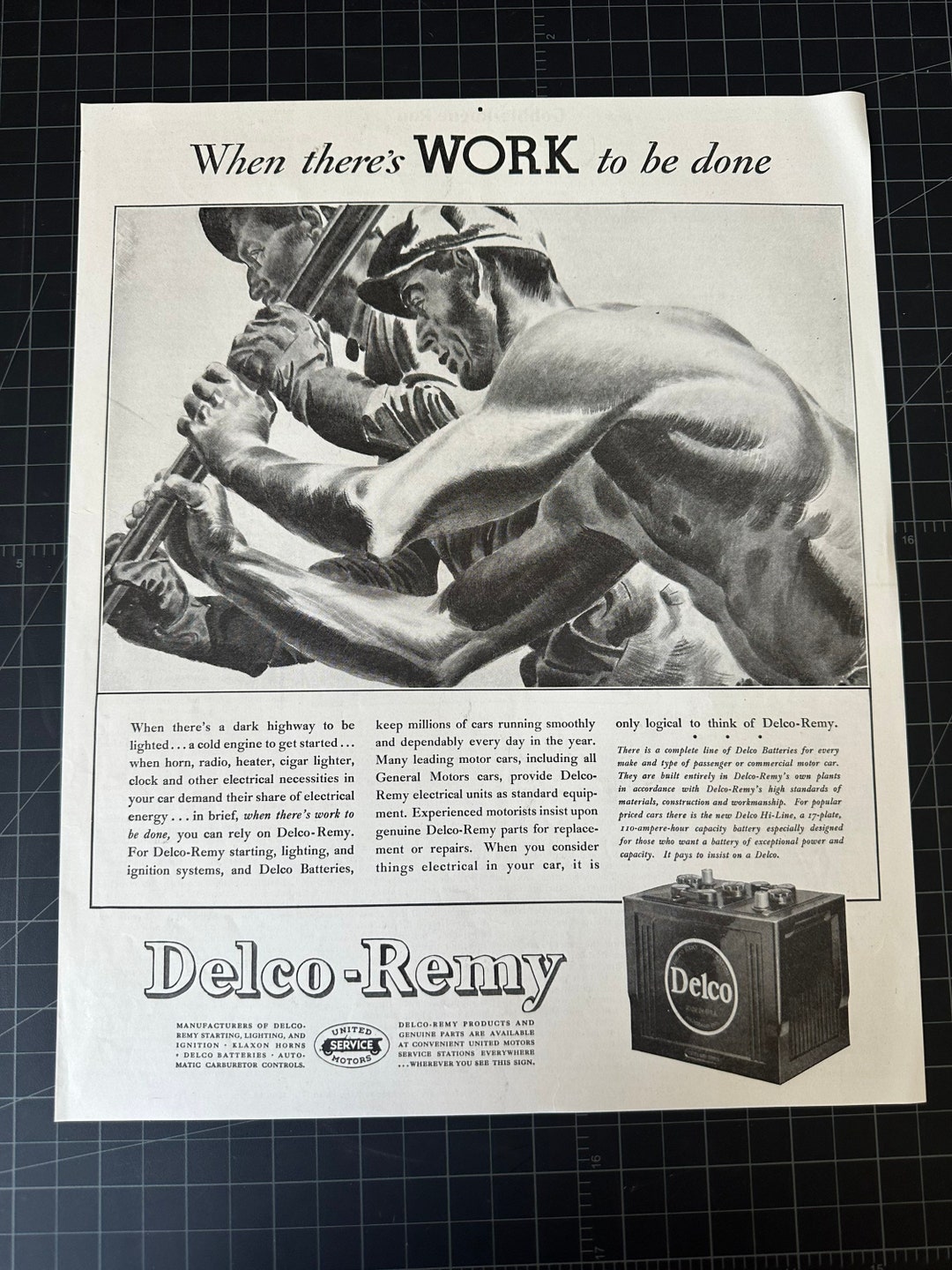 Vintage 1936 Delco Batteries Print Ad - Etsy