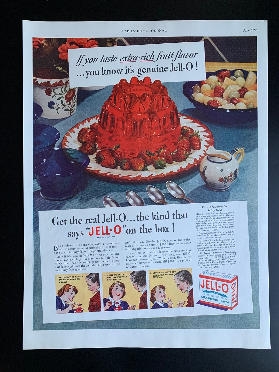 Vintage 1936 Jello Print Advertisement - Etsy