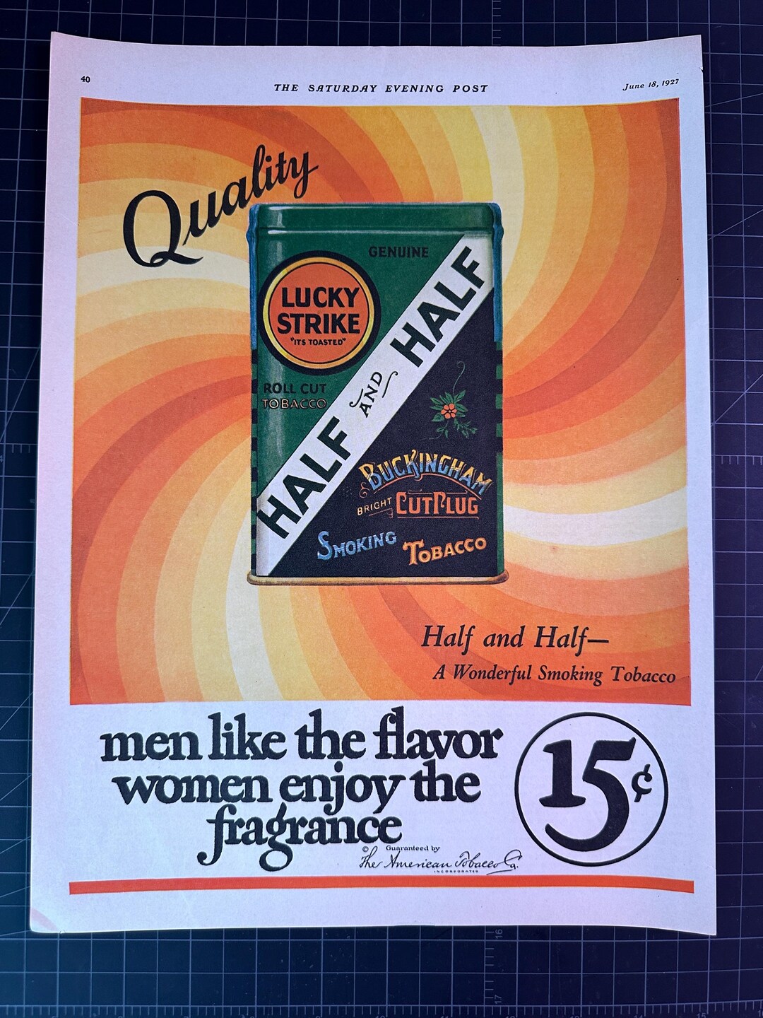 Rare Vintage 1927 Lucky Strike Half and Half Tobacco Print Ad - Etsy