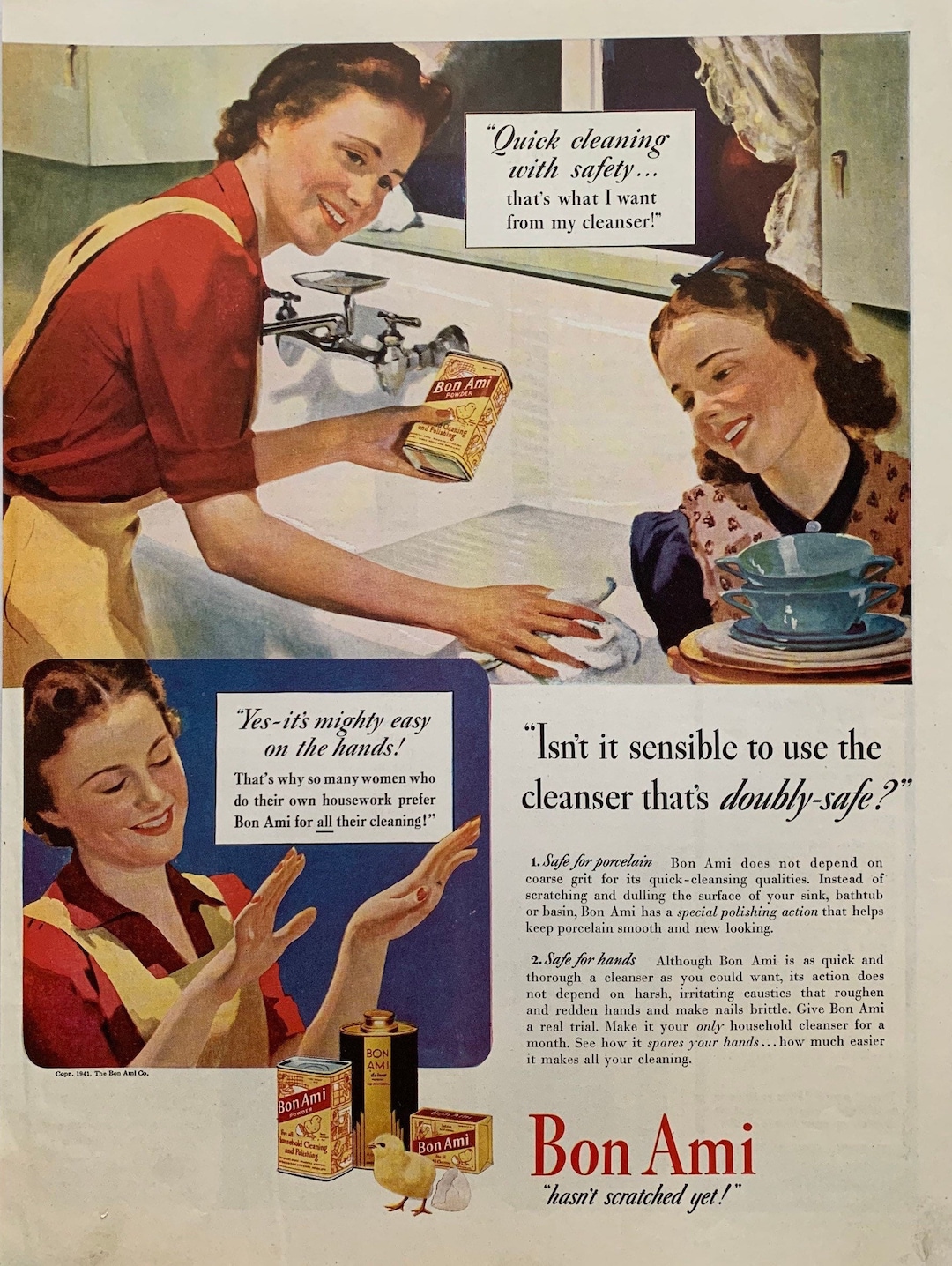 Vintage 1940s Bon Ami Powder Cleanser Advertisement - Etsy