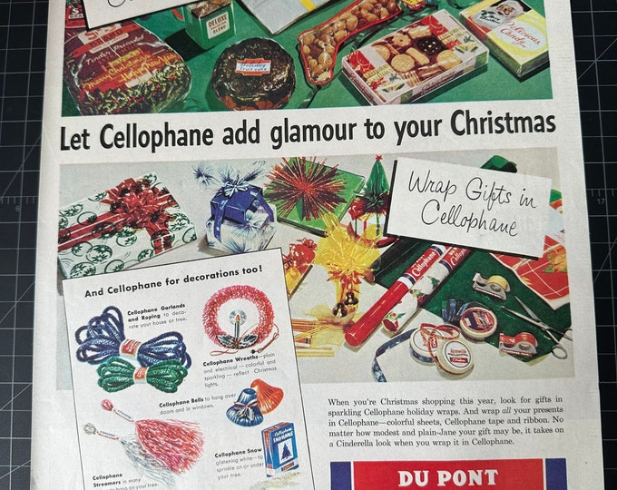Vintage 1949 Dupont Cellophane Wrapping Christmas Print Advertisement ...