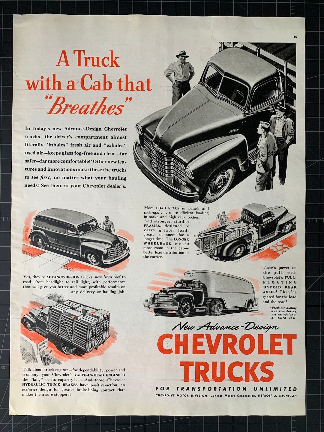 Vintage 1947 Chevrolet Trucks Print Advertisement - Etsy