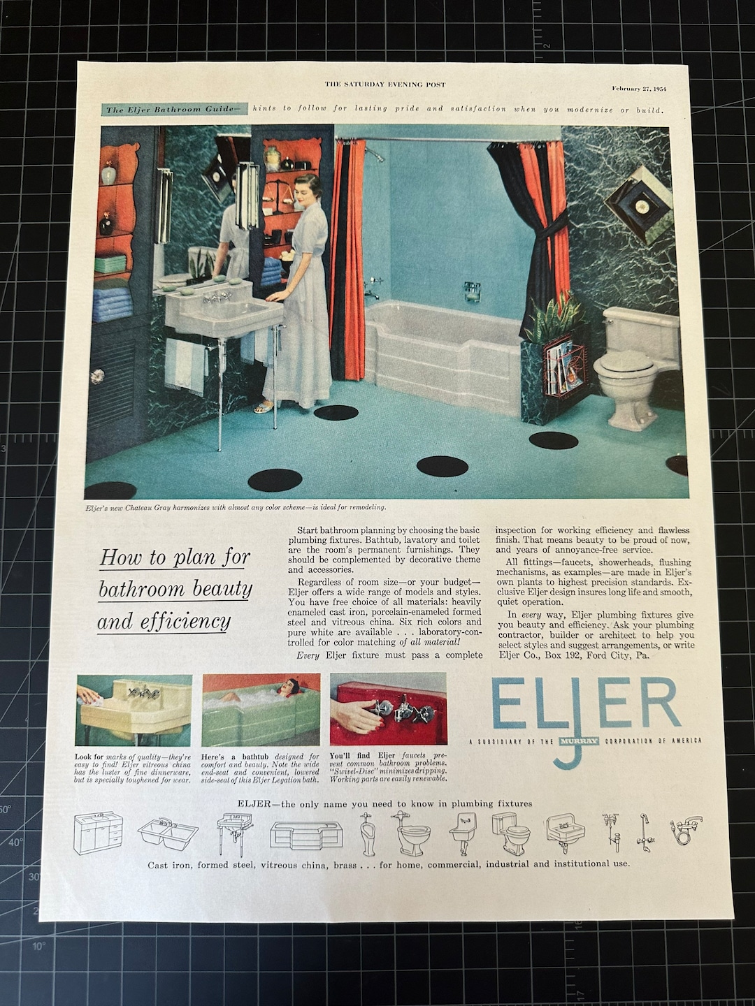 Vintage 1954 Eljer Plumbing Print Advertisement - Etsy