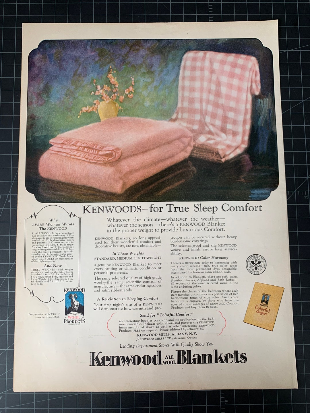Vintage 1928 Kenwood Blankets Original Advertisement - Etsy