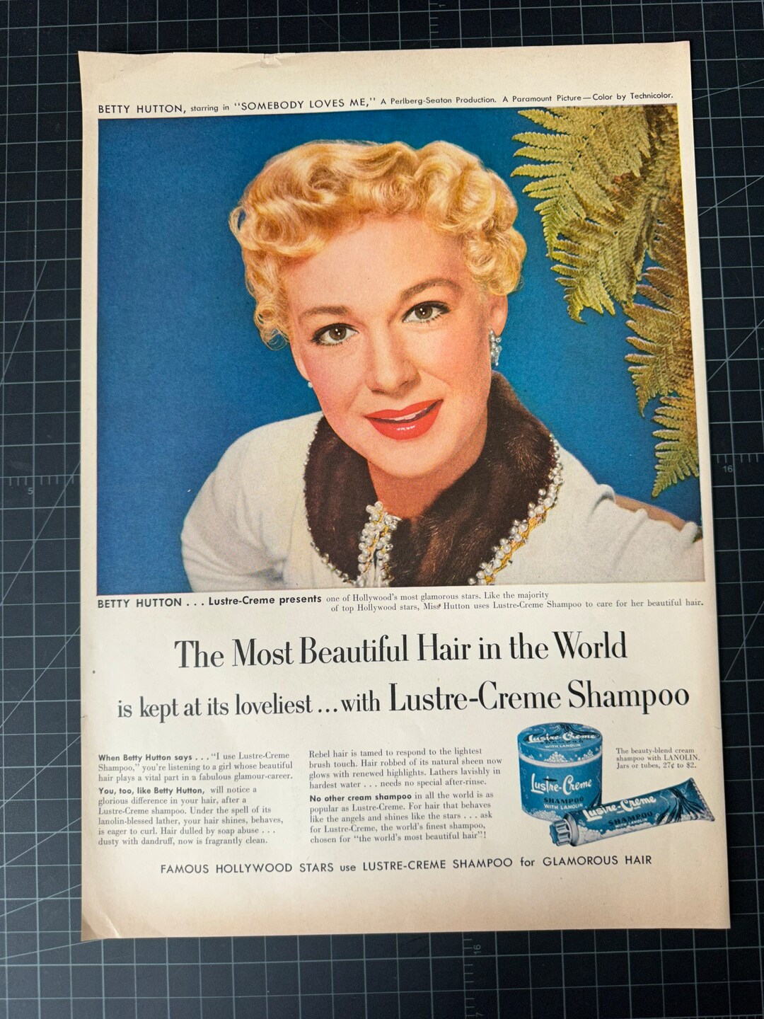 Vintage 1950s Lustre-creme Shampoo Print Ad Betty Hutton - Etsy
