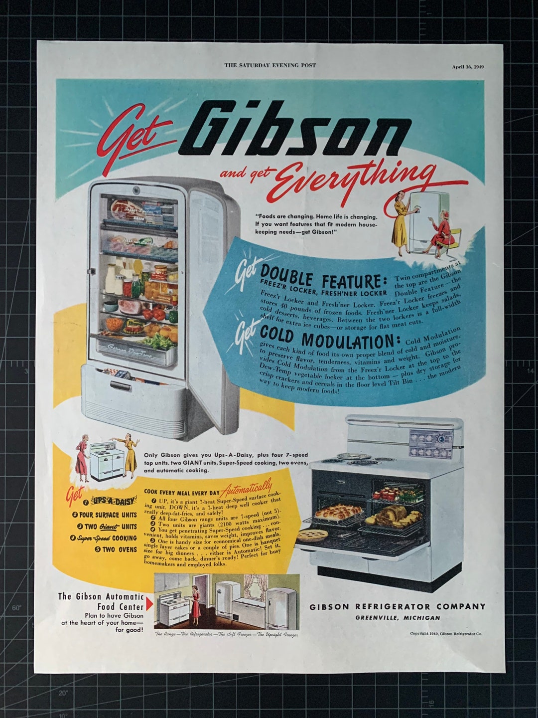 Vintage 1949 Gibson Refrigerator Print Advertisement - Etsy