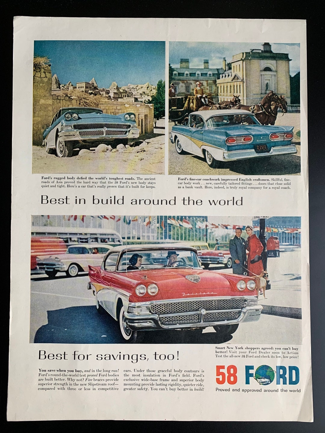Vintage 1958 Ford Fairlane Print Advertisement - Etsy