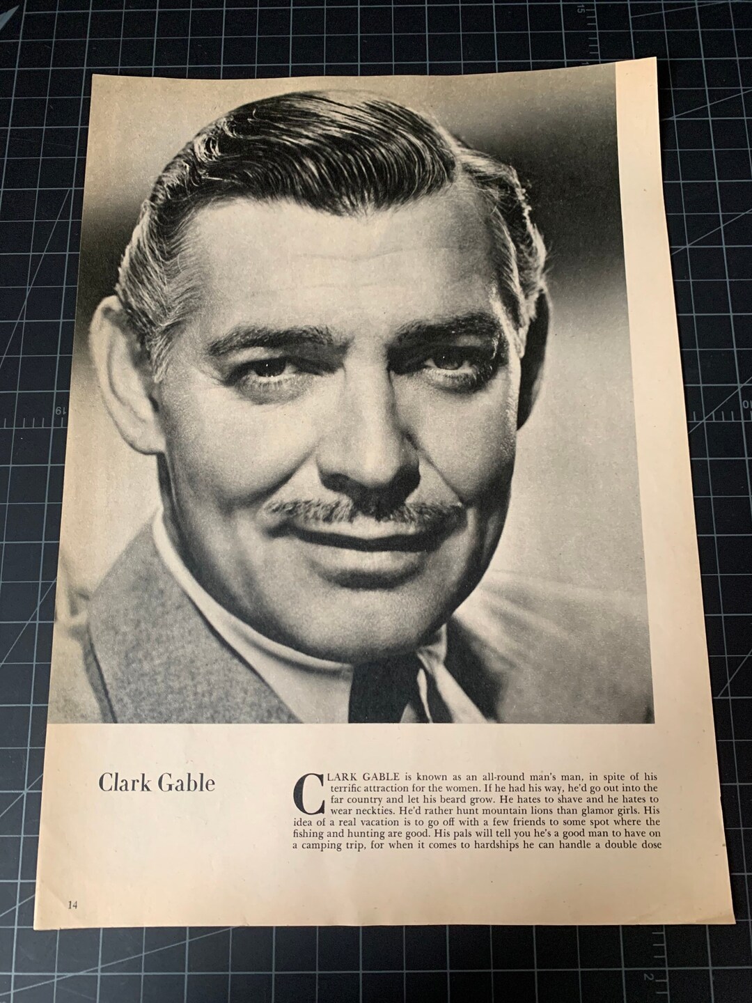 Vintage 1940s Clark Gable Portraitvintage - Etsy