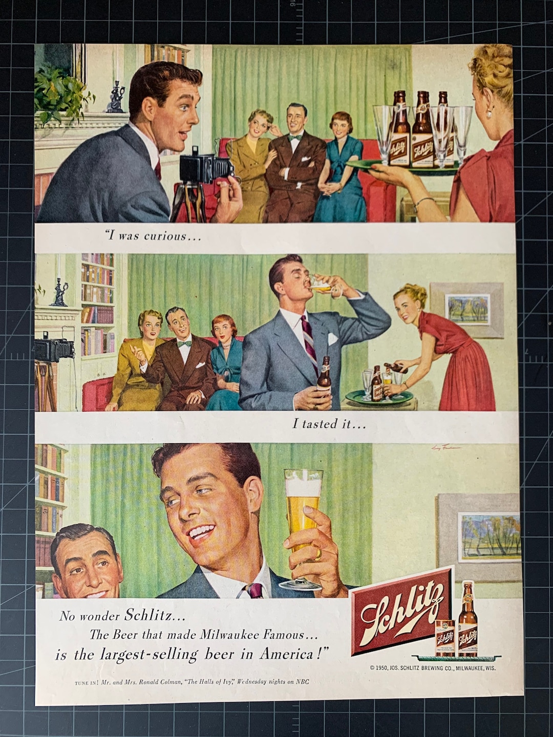 Vintage 1950 Schlitz Beer Print Advintage Retro Gift Decor - Etsy