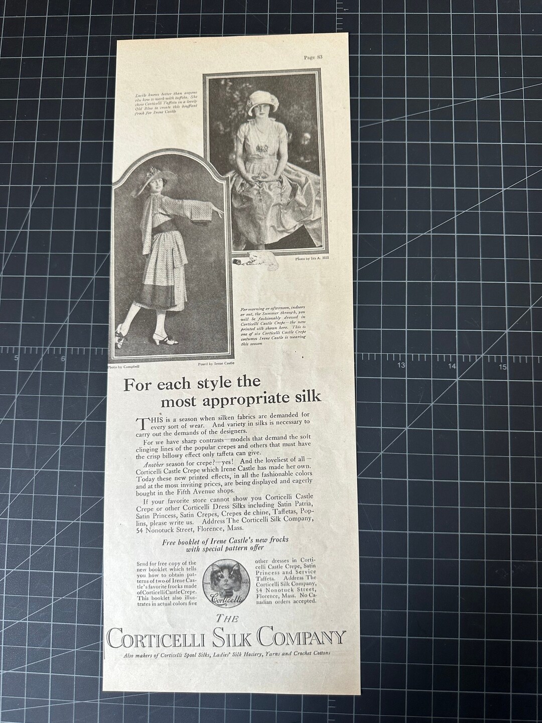 Vintage 1922 Corticelli Silk Print Ad - Etsy