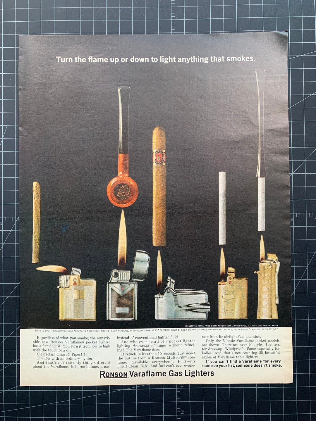 Vintage 1962 Ronson Varaflame Gas Lighters Print Advertisement - Etsy