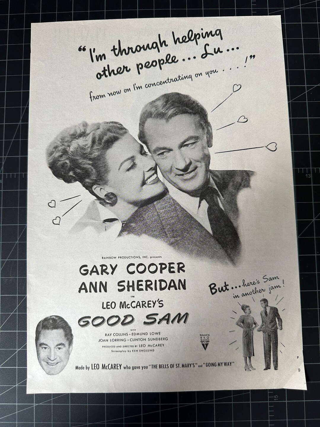 Vintage 1940s “good Sam” Film Print Ad - Gary Cooper - Ann Sheridan - Etsy