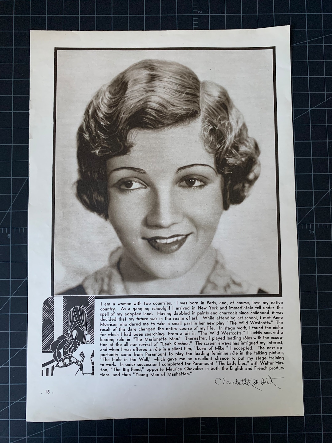 Vintage 1931 Claudette Colbert Magazine Portrait & Bio - Etsy