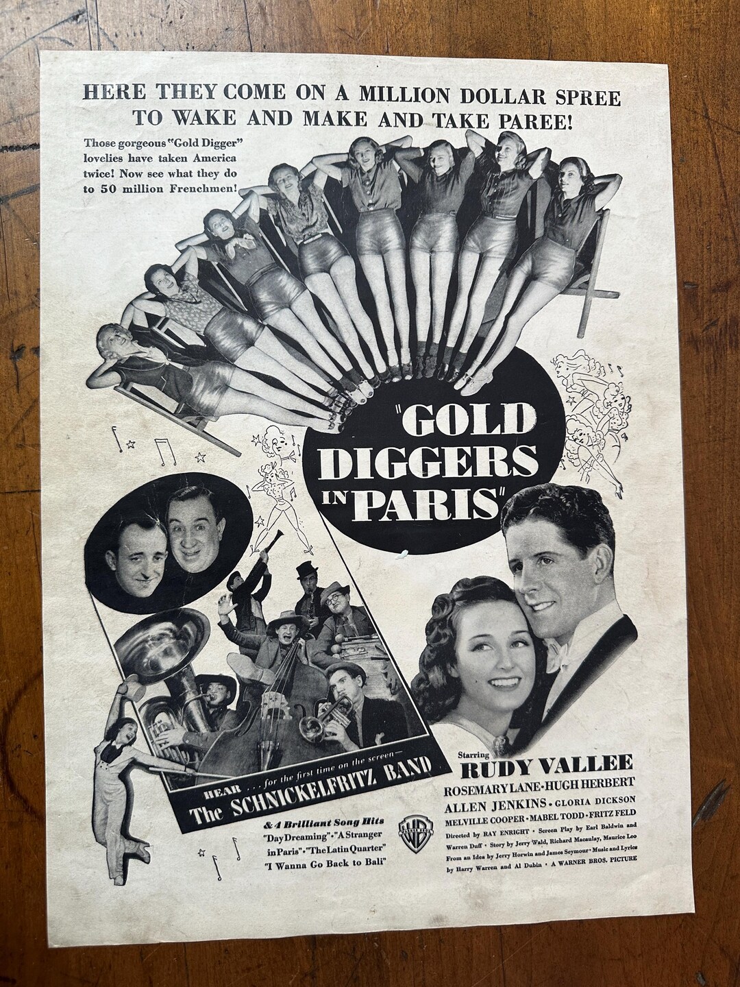 Vintage 1938 “gold Diggers in Paris” Movie Original Advertisement ...