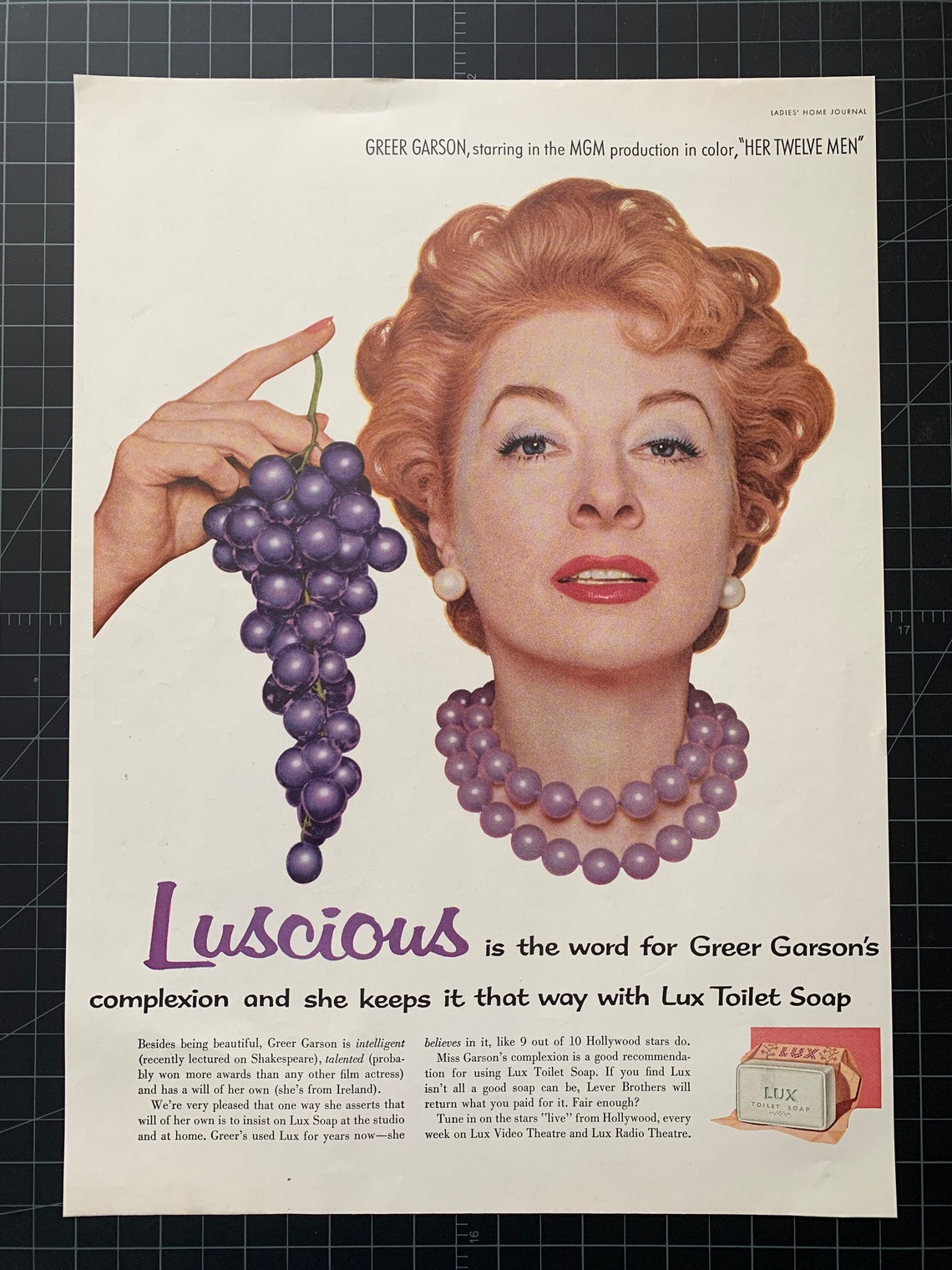 Vintage 1954 Lux Soap Greer Garson Print Ad | Etsy