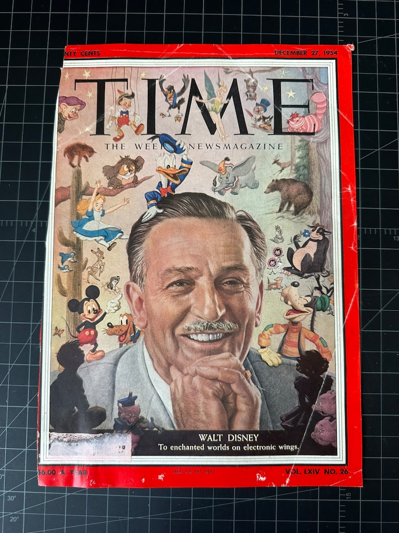 Rare Vintage 1954 Time Magazine Cover - Walt Disney - COVER ONLY - Etsy