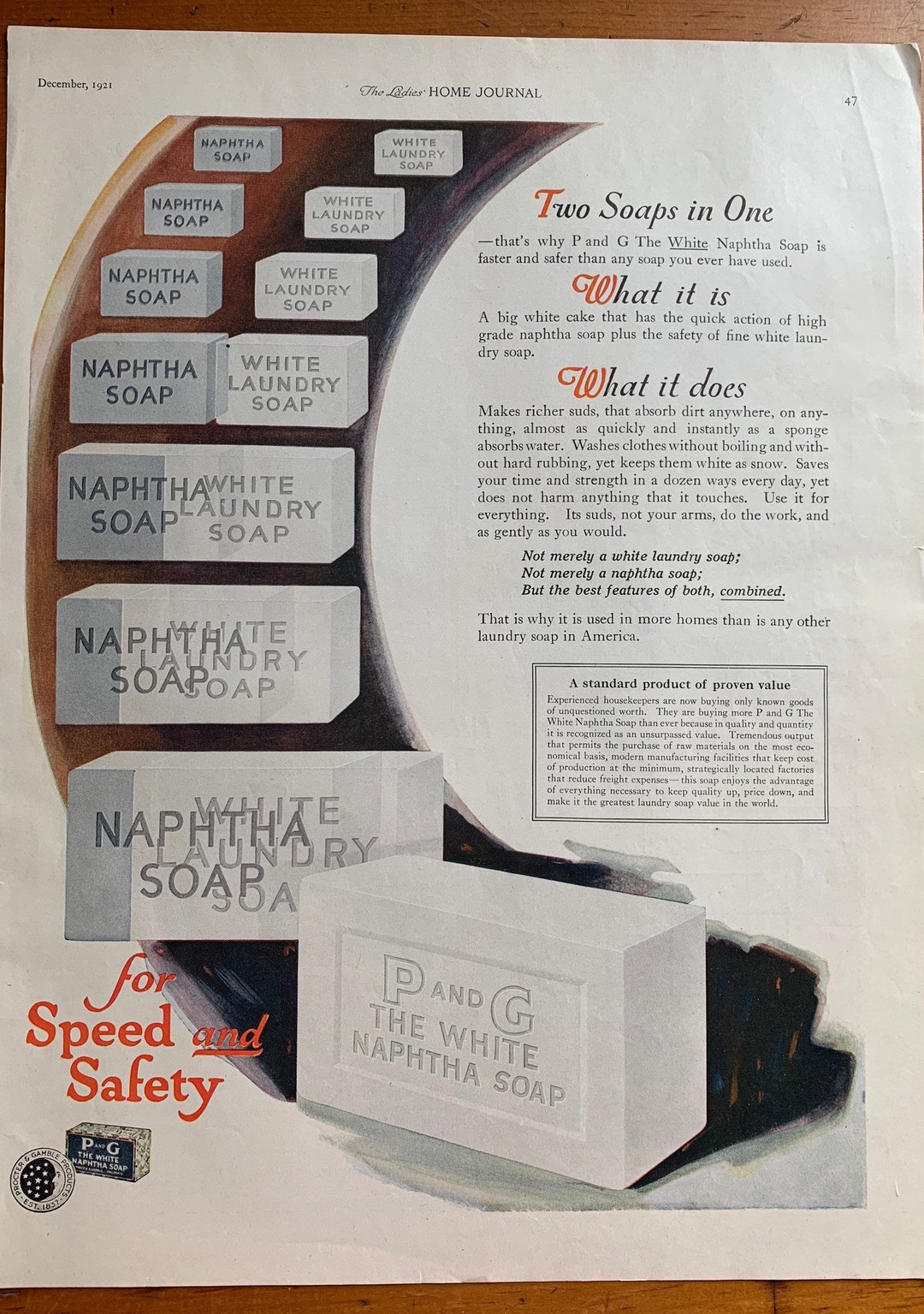 Vintage 1920s White Naphtha Soap Advertisement Retro Gift Decor - Etsy