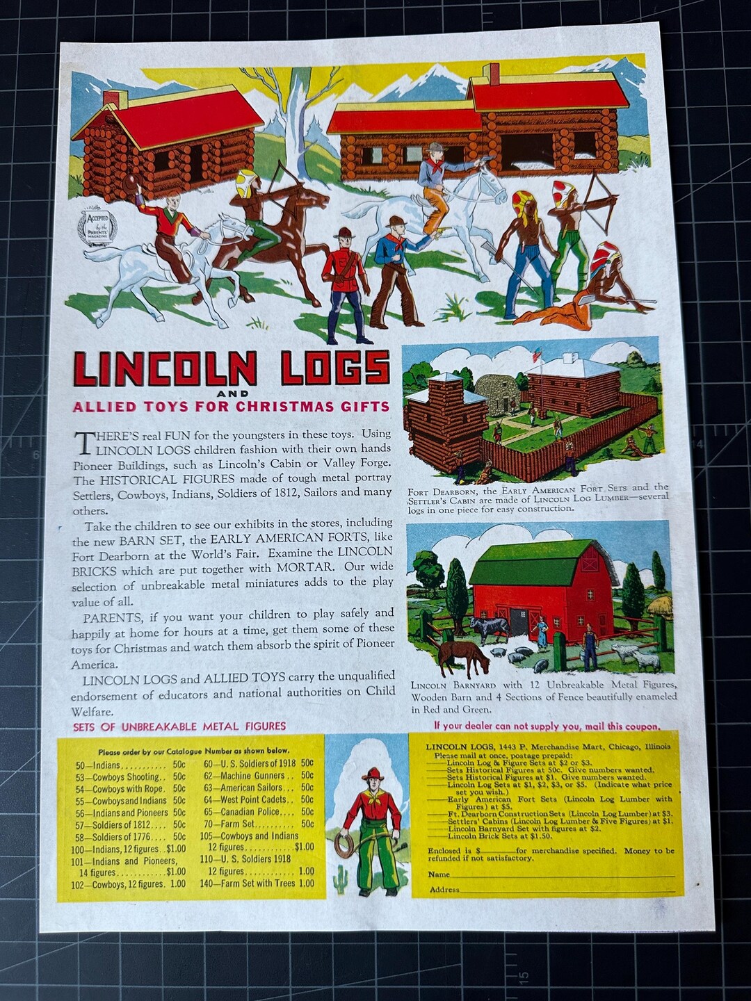 Vintage 1930s Lincoln Logs Toys Print Ad - Etsy