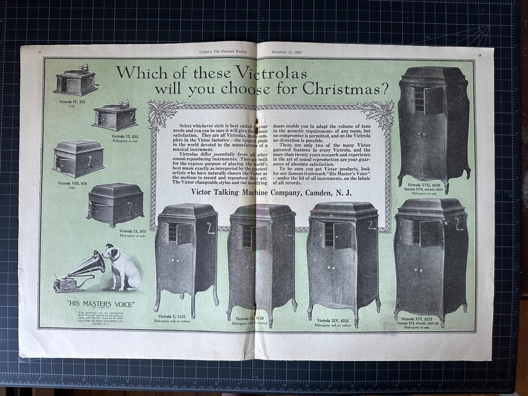 Rare Vintage 1920 Victor Victrola Phonograph 2-page Print Ad - Etsy