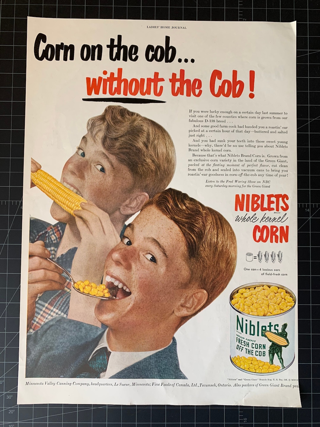 Vintage 1950 Green Giant Corn Print Advertisement - Etsy
