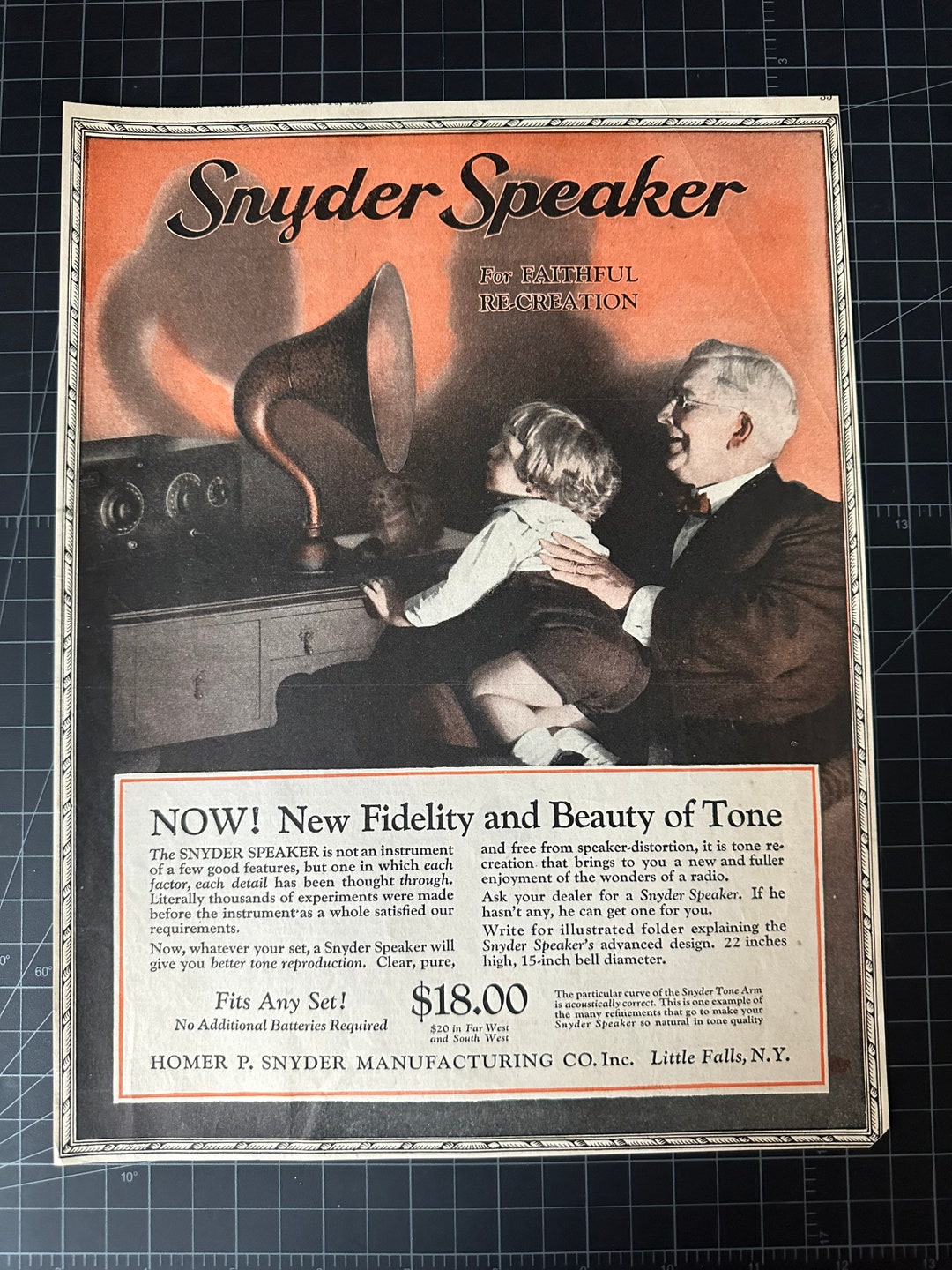 Vintage 1920s Snyder Horn Speaker Print Ad - Etsy