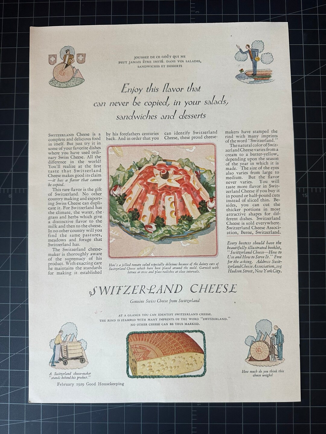 Vintage 1929 Switzerland Cheese Print Advertisement - Etsy