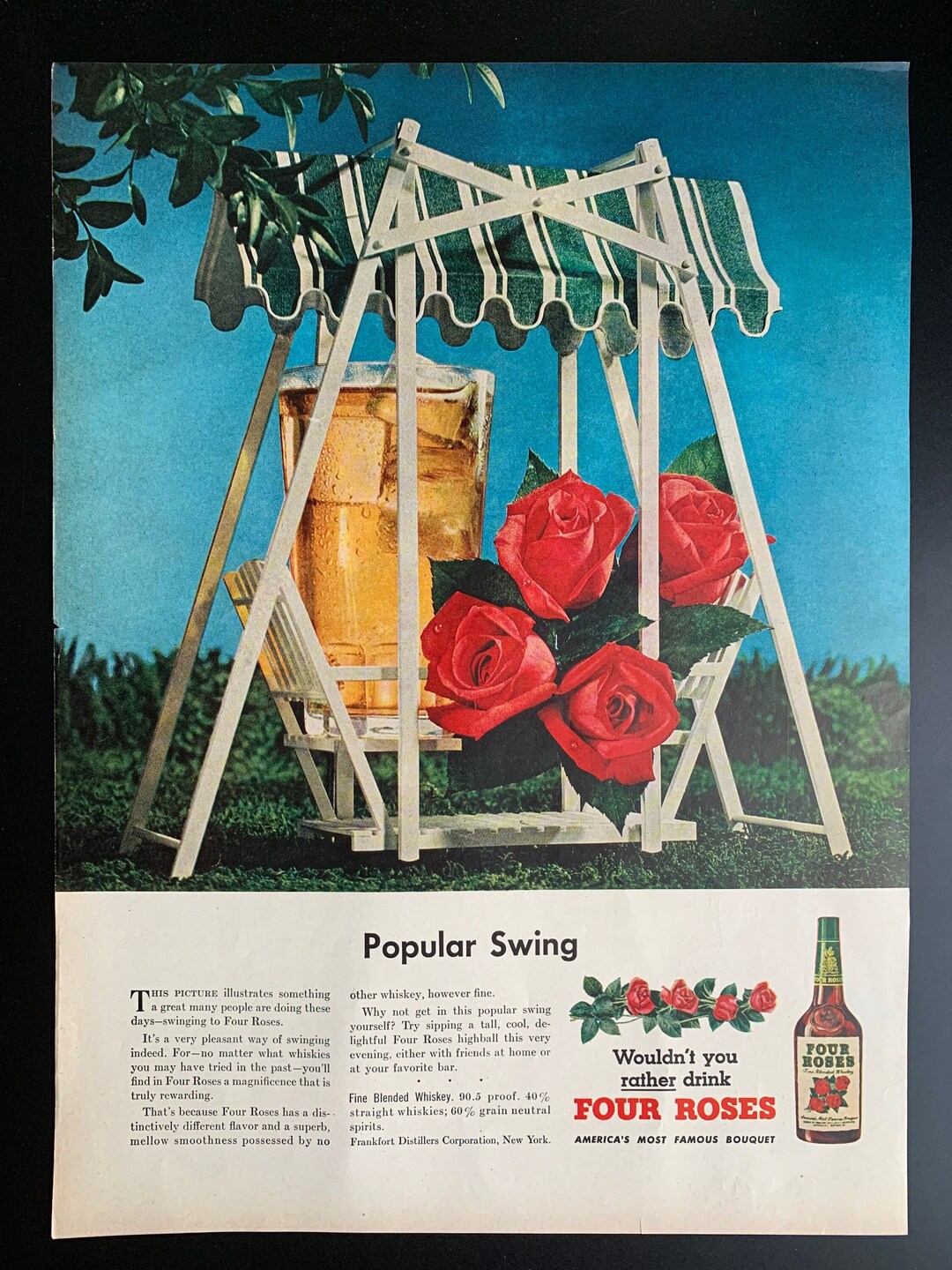 Vintage 1949 Four Roses Whiskey Print Advertisement - Etsy
