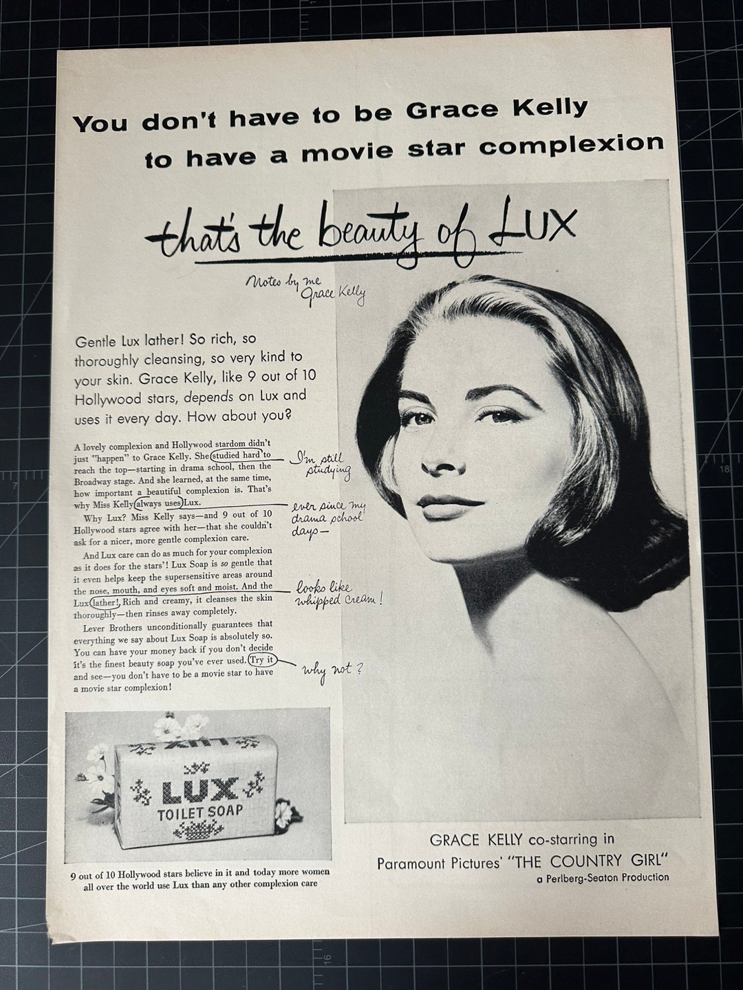 Vintage 1950s Lux Soap Print Ad Grace Kelly - Etsy