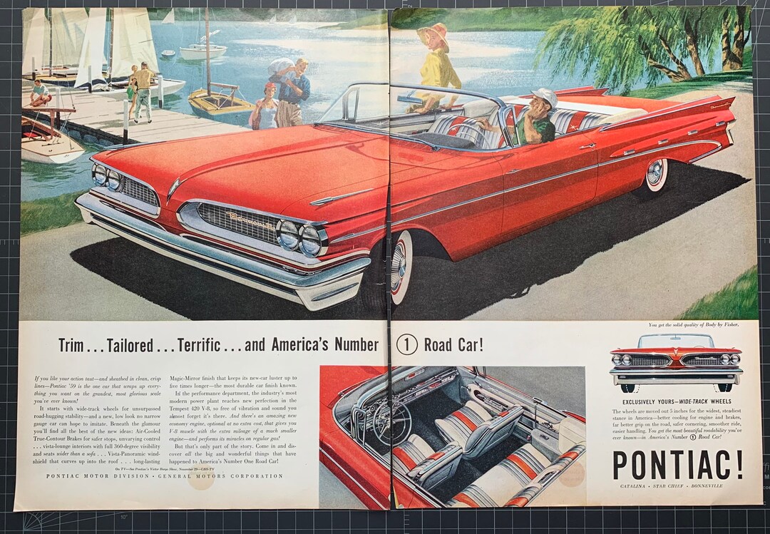 Vintage 1959 Pontiac Bonneville 2-page Print Ad - Etsy